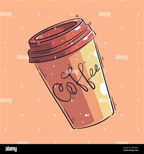Hand Drawn Coffee Cup In Cartoon Style Stock Vector Image And Art Alamy