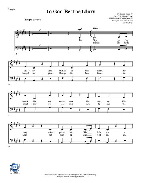 To God Be The Glory G3 Worship Praisecharts