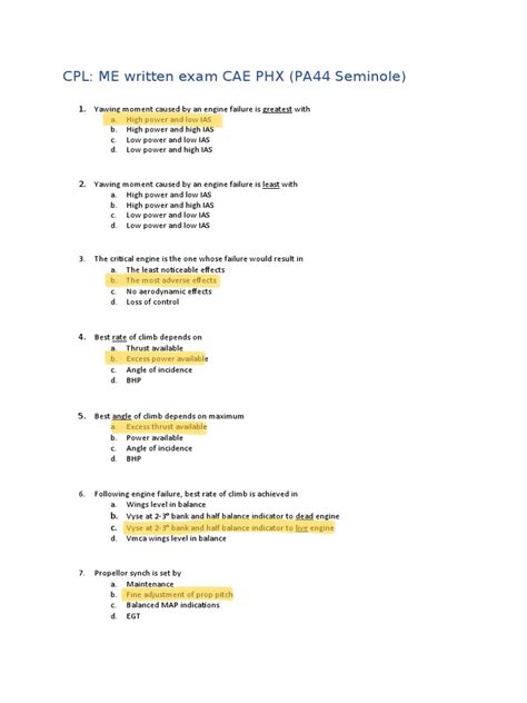 Cpl Written Exam Answers 1 Pdf Landing Gear Takeoff