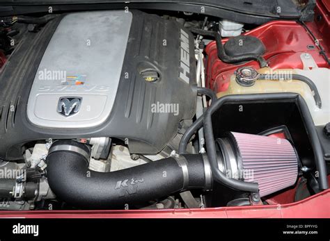 Cold Air Intake Installed On A Dodge Charger Hemi V 8 Engine Stock