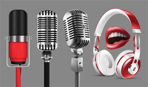 Realistic Podcast Microphones And Elements Collection 66383069 Vector