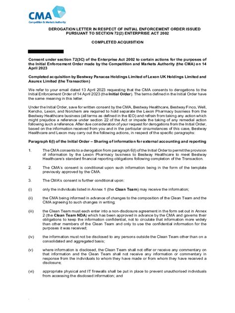 Fillable Online Initial Enforcement Order Derogation Template Fax Email