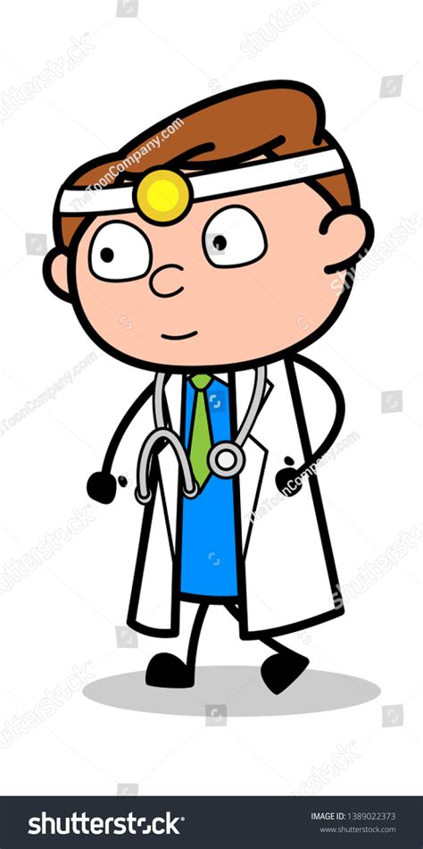 Thinking While Walking Professional Cartoon Doctor Stock Vector