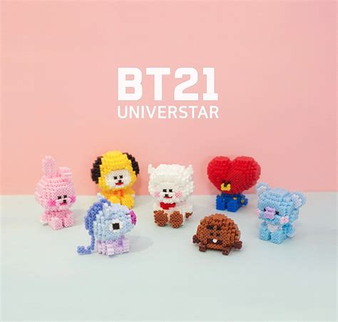 Set Of 7 Bt21 Koya Rj Shooky Mang Chimmy Tata Cooky 3d Perler Bead