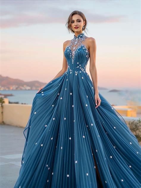 Glamorous Blue Evening Ball Gown Glamorous Blue Evening Dress For