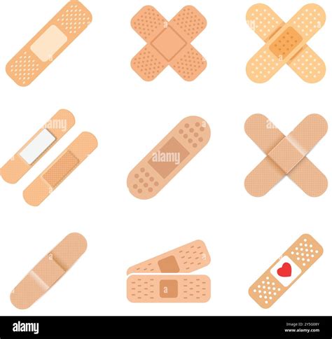 Adhesive Medical Plaster Icons Set In Flat Style Bandage Vector