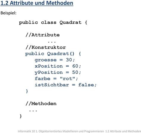 1 2 attribute und methoden aufbau einer java klasse pdf free download