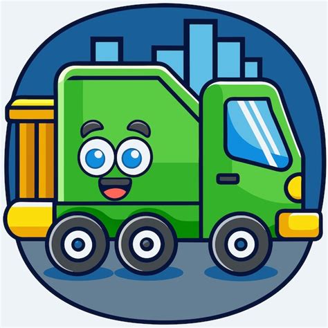 Garbage Truck Cartoon Vector Icon Illustration Public Transportation