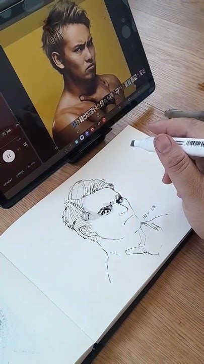 Sketching Okada Using Dip Pen And Markers 岡田和睦 オカダカズチカwrestling Aew Drawing Fanart