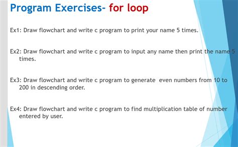 Solved Program Exercises For Loop Ex1 Draw Flowchart And