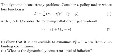 Solved The Dynamic Inconsistency Problem Consider A Chegg