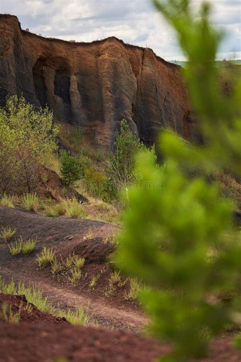 Extinct Volcano With Rock Formations And Vegetation Stock Image Image