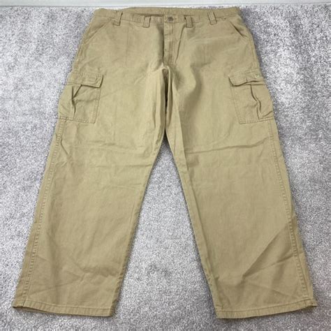 Authentic Wrangler Cargo Pants Mens Size 44x30 Tan Medium Wash Flat