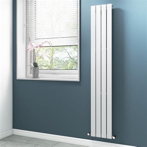 White Vertical Bathroom Radiator With Flat Panels 1800 X 300mm