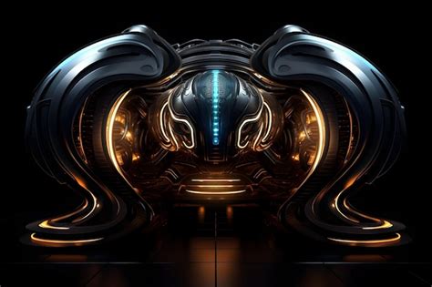 The Enigmatic Fusion Of Symmetrical Circuitry Sculpturalism And Futuristic Digital Art Premium