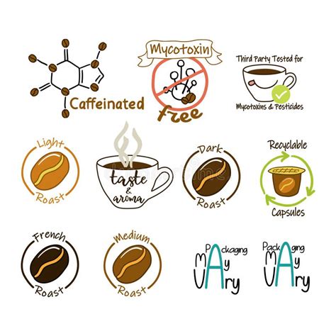 Coffee Quality Label Design Sticker With Sign Set Stock Vector