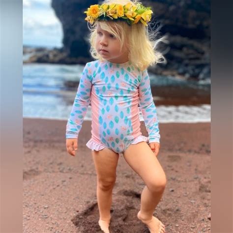 Swim Kimi Li Girls Swimsuit Leaf And Flowers Print Brand New So Cute Poshmark