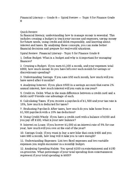 8th Grade Math Financial Literacy Budgeting Savings Goals Tpt