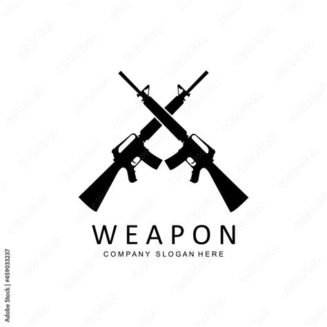 Automatic Weapon Logo Vector Icon Battle Weapons Pistols Rifles