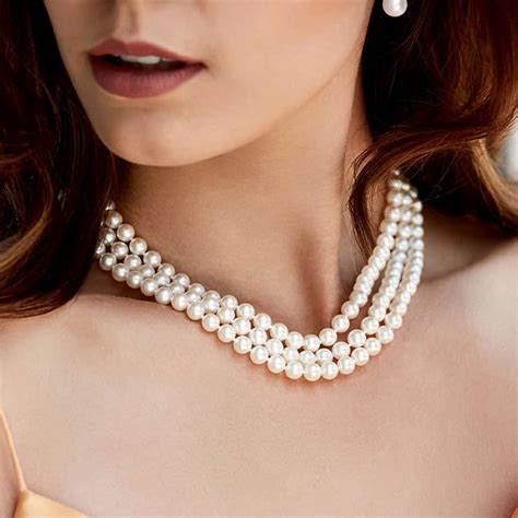 Three Strand Pearl Necklace Temple And Grace Uk