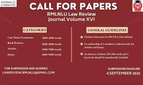 Call For Papers Rmlnlu Law Review Volume Xvi 2025 26