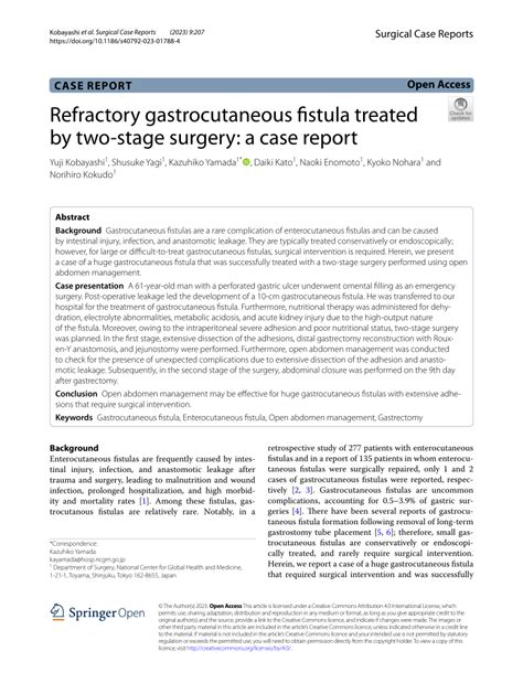 Pdf Refractory Gastrocutaneous Fistula Treated By Two Stage Surgery A Case Report