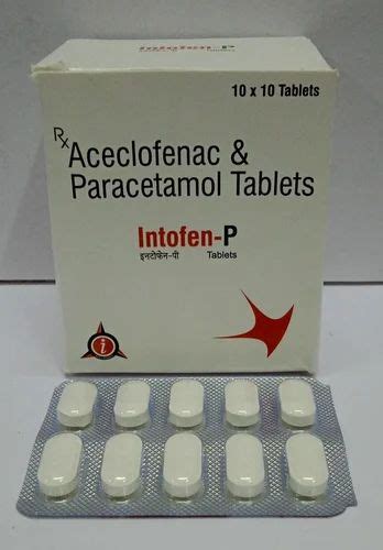 Acelofenac 100mg Paracetamol 325mg Intofen P At ₹ 400 Box Aceclofenac Paracetamol Tablet In