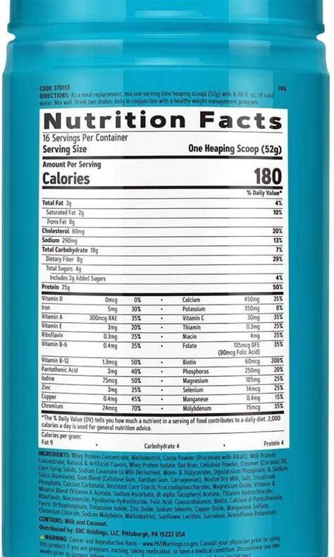 Gnc Total Lean Lean Shake 25 Protein Powder High Protein Meal Replacement Shake Rich