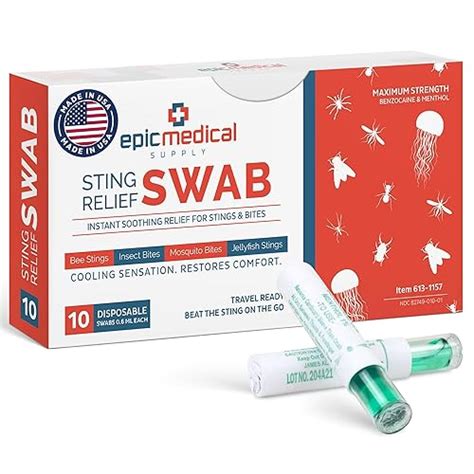 Sting Relief Swab Instant Mosquito Bite Relief And Bug Bite Relief Max Strength Benzocaine