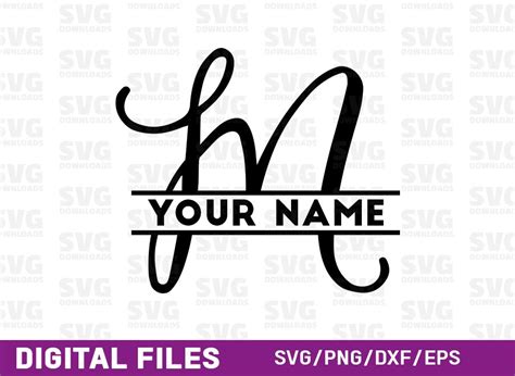 M Split Monogram Svg Split Letter M Svg M Initial Svg Silhouette Cut Files Cricut Files