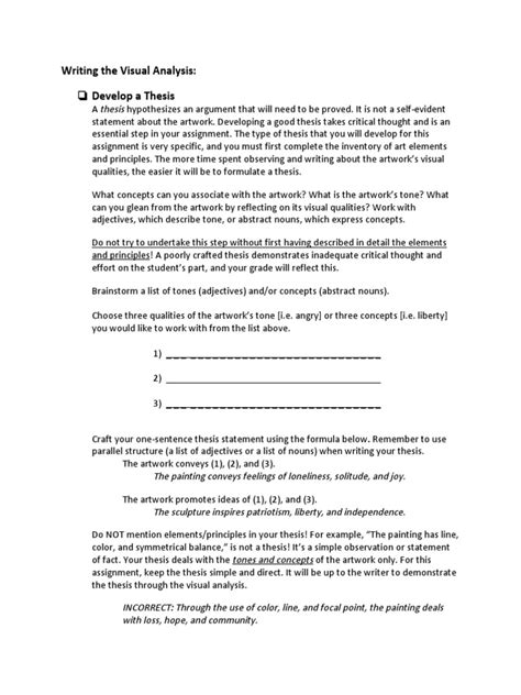 Visual Analysis Guidelines Paragraph A Manual For Writers Of