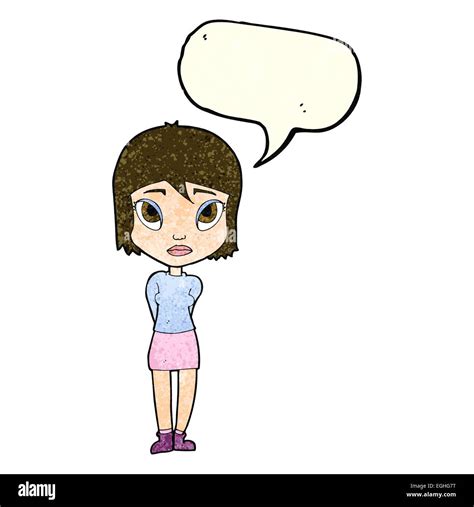 Cartoon Shy Girl With Speech Bubble Stock Vector Image And Art Alamy