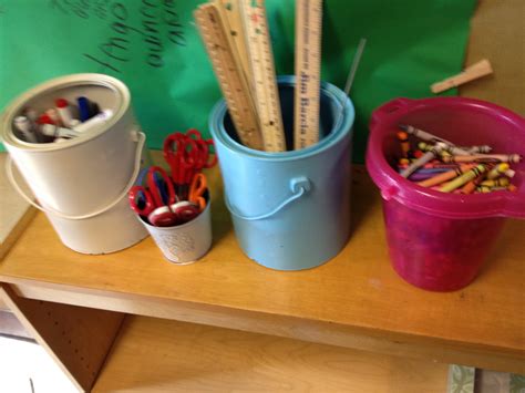 Old Containers Bright Colors Organized Classroom Creative Language Class