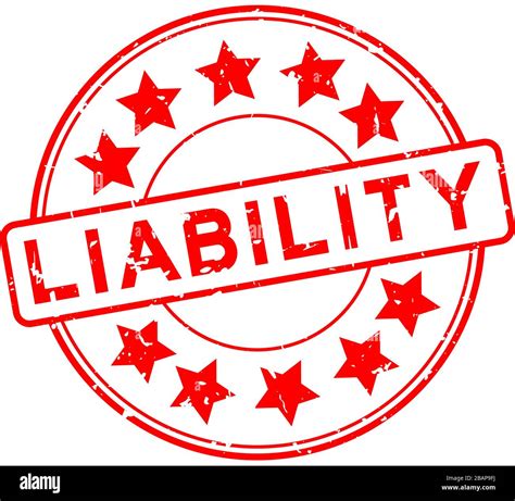Grunge Red Liability Word Round Rubber Seal Stamp On White Background