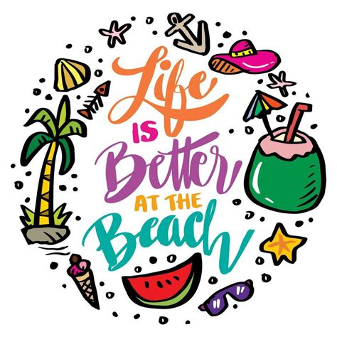 Life Is Better At The Beach Hand Lettering 35240494 Vector Art At
