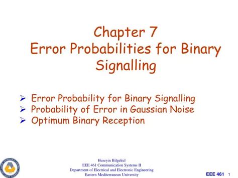 PPT Chapter Error Probabilities For Binary Signalling PowerPoint Presentation ID