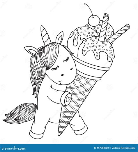 Coloring Page Ice Cream Unicorn