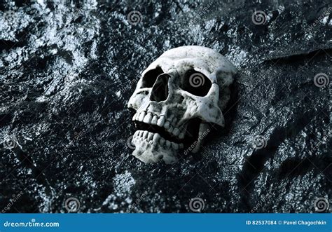 Ancient Human Skull Apocalypse Concept 3d Rendering Stock