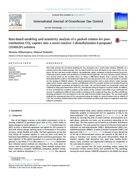 pdf rate based modeling and sensitivity analysis of a packed column