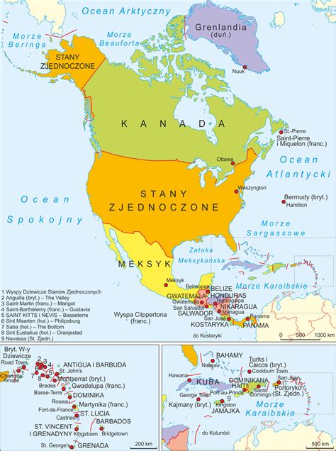 Ameryka Północna Podział Polityczny Mapa De America Sendero De Los Apalaches Mapas Geograficos
