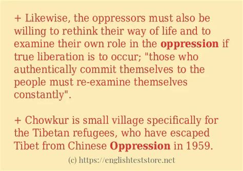 Oppression Some Example Sentences Englishteststore Blog