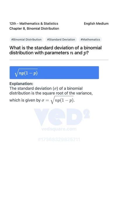 Binomial Distribution Standard Deviation Explained Youtube