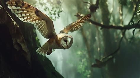 Premium Photo Barn Owl In Flight Wildlife Scene