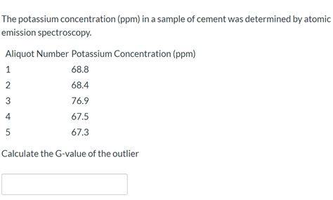Solved The Potassium Concentration Ppm In A Sample Of