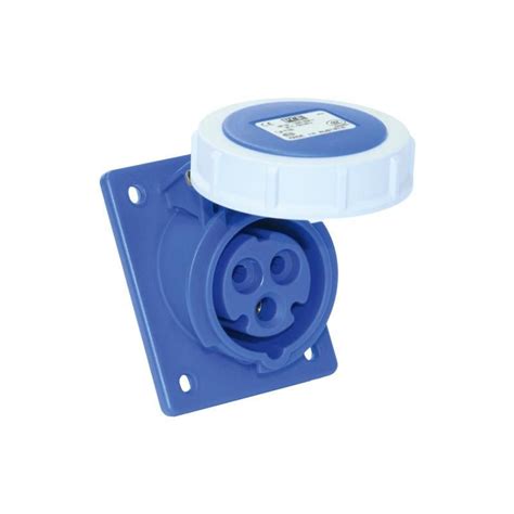 Pce 433 6 Flanged Socket Sloping 63a 3p 6h Ip67 Power Power Twist