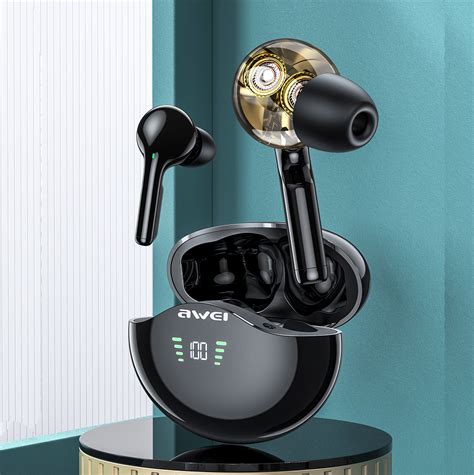 Awei T12p Tws Dual Dynamic Driver Earbuds With Charging Case