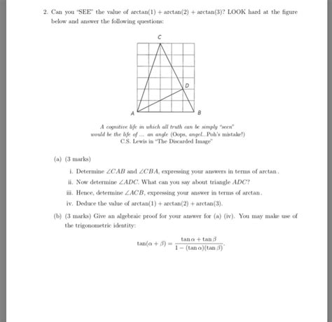 Solved Can You SEE The Value Of Arctan Arctan Chegg