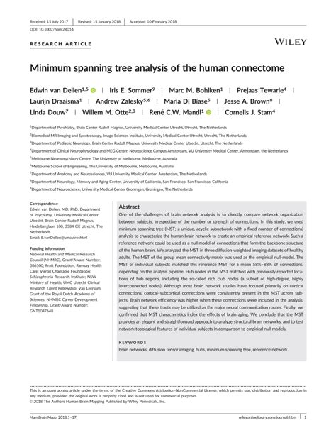 Pdf Minimum Spanning Tree Analysis Of The Human Connectome