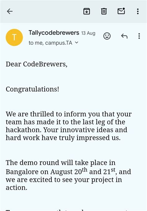 Arunika Bhattacharya On Linkedin Tallycodebrewers2024 Hackathon Finalist Techjourney