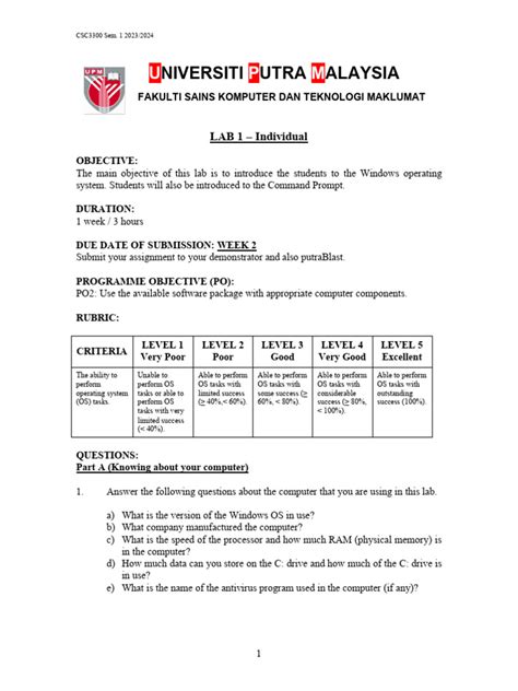 Csc3300 Lab Activity 1 Pdf Filename Directory Computing